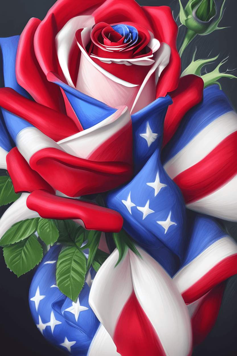 Solve American Flag Rose jigsaw puzzle online with 70 pieces