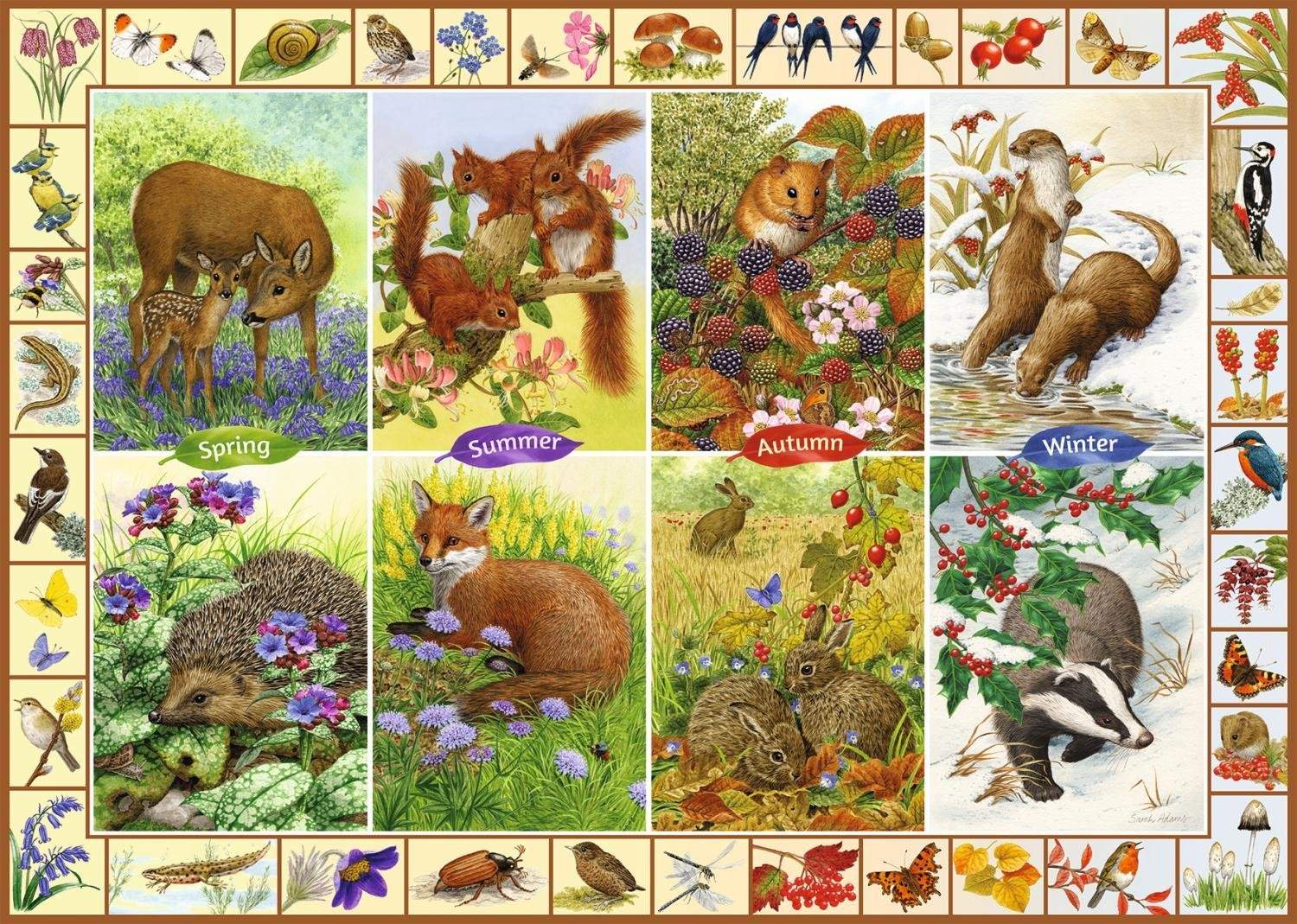 Solve Seasonal Art - Seasonal Wildlife jigsaw puzzle online with 300 pieces