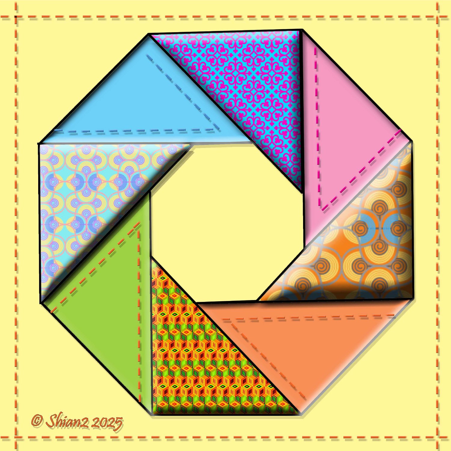 Solve Folded Patches jigsaw puzzle online with 64 pieces