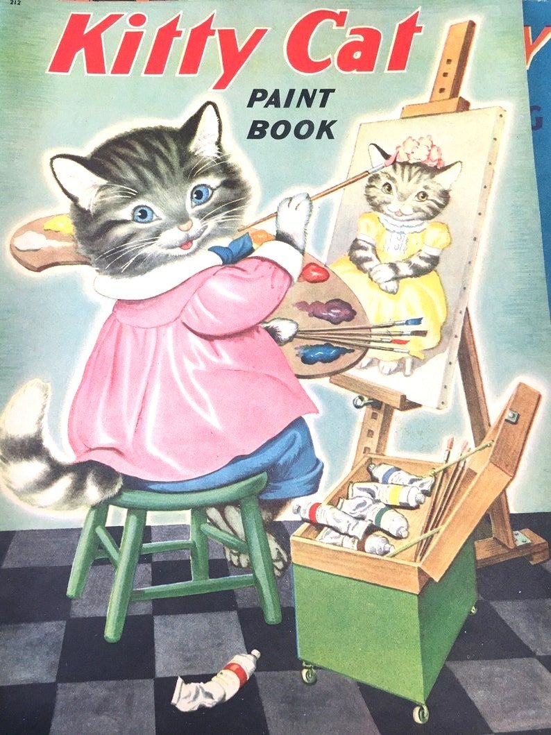 Solve Themes Vintage illustrations/pictures - Kitty Cat Paint Book ...