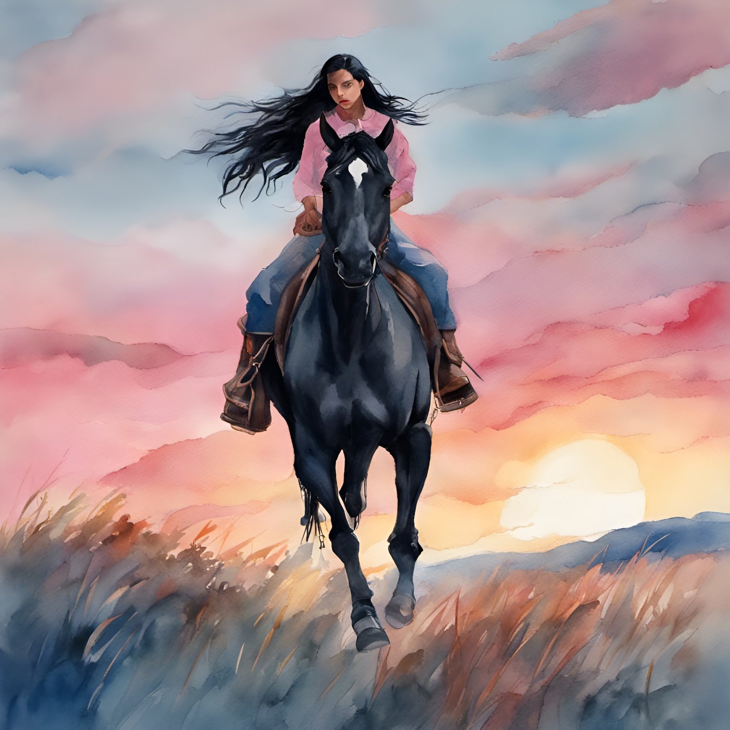 Solve Woman Riding a Horse jigsaw puzzle online with 121 pieces