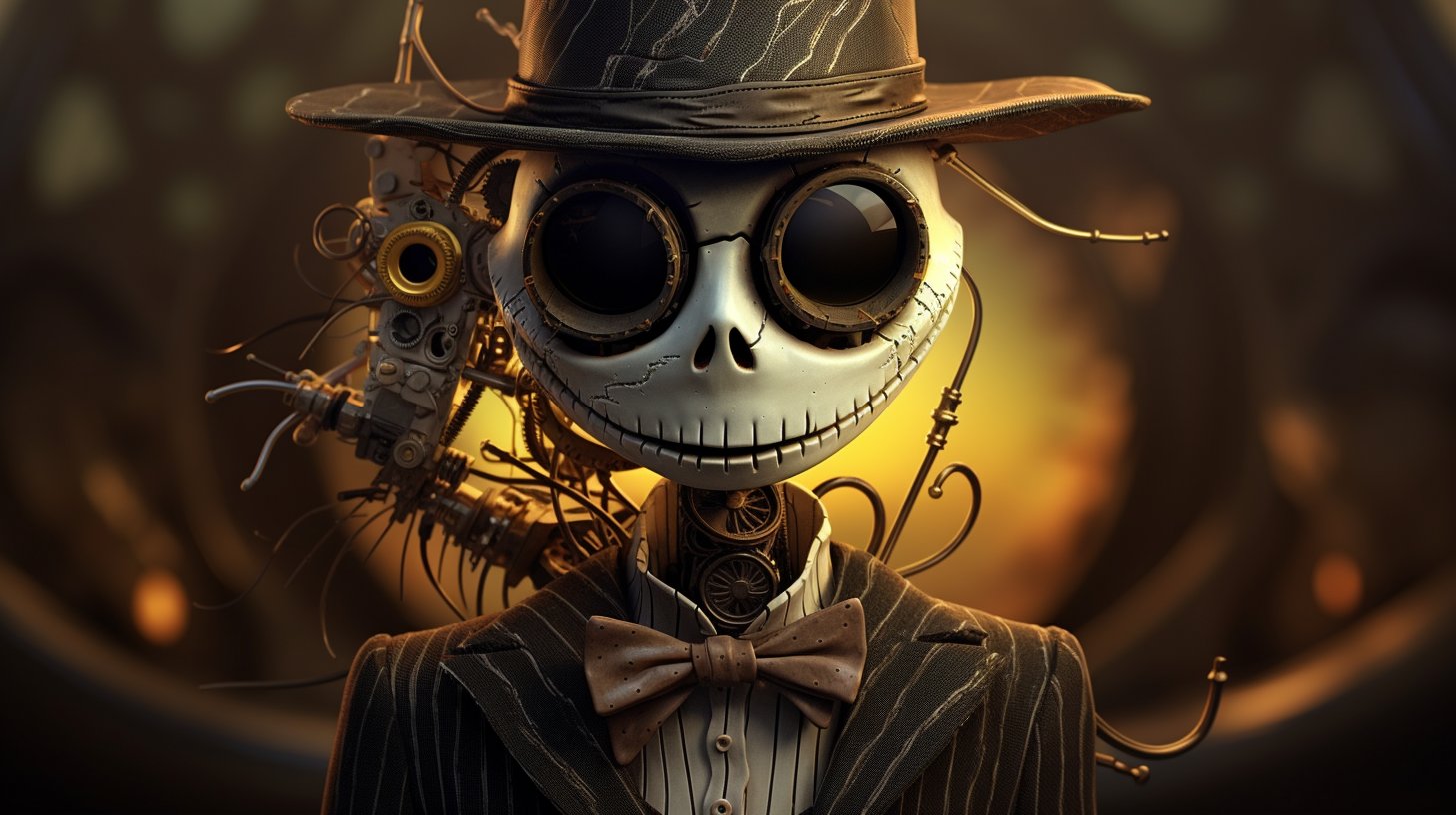 Solve Steampunk Jack Skellington jigsaw puzzle online with 104 pieces