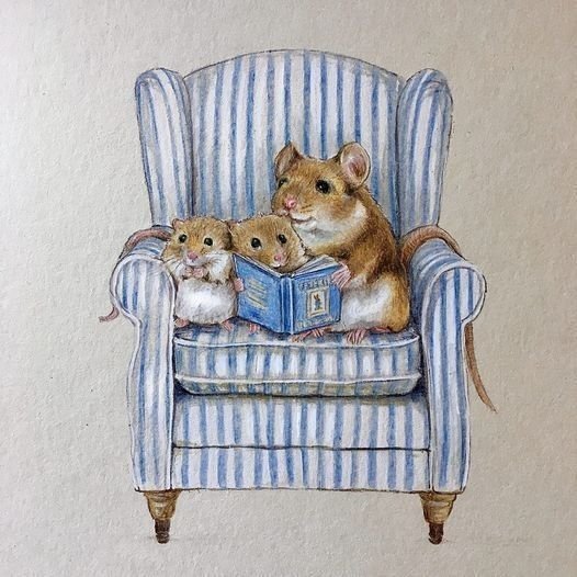 Solve Cute Art - Mice - Three Mice in a Chair (9 - 64 Pieces) jigsaw ...