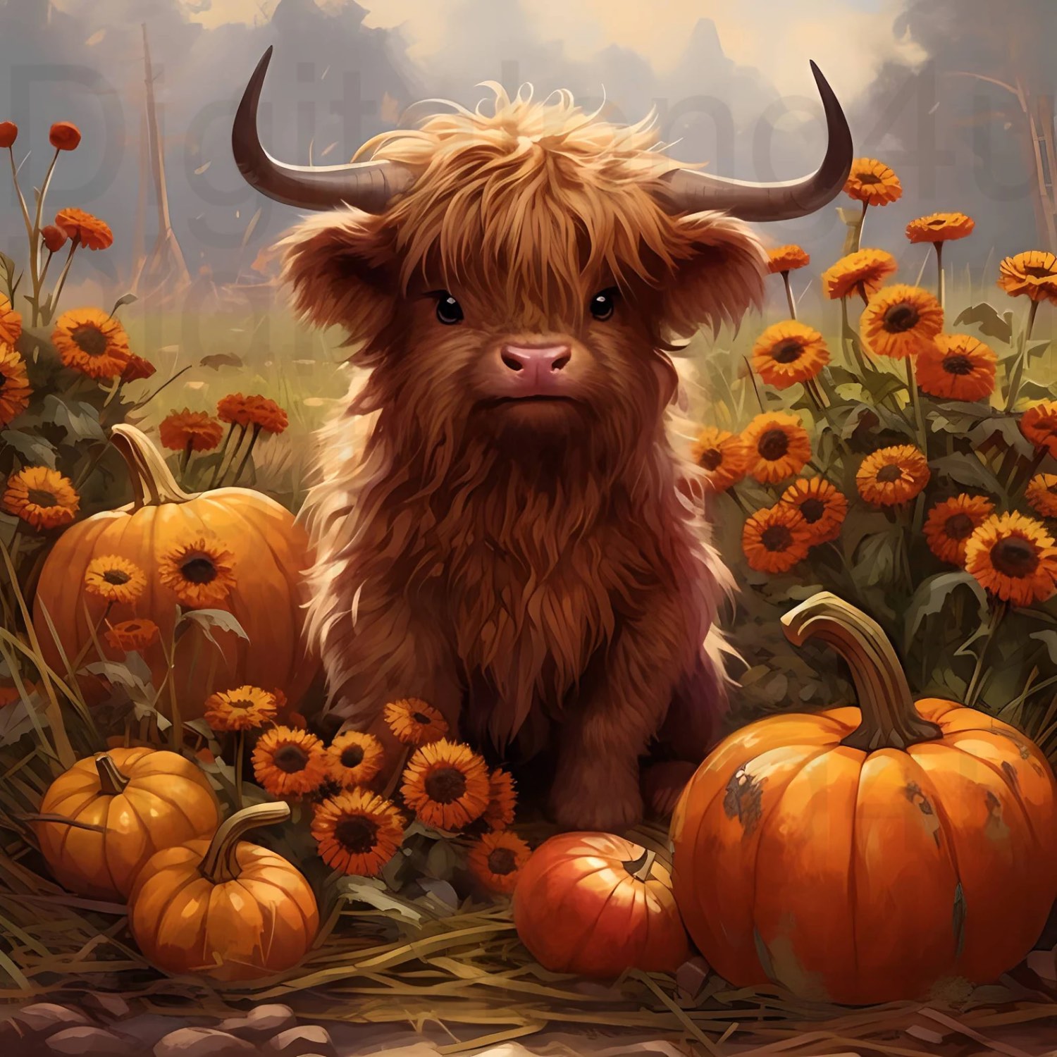 Solve Highland Cow Pumpkins Fall Sunflowers jigsaw puzzle online with ...