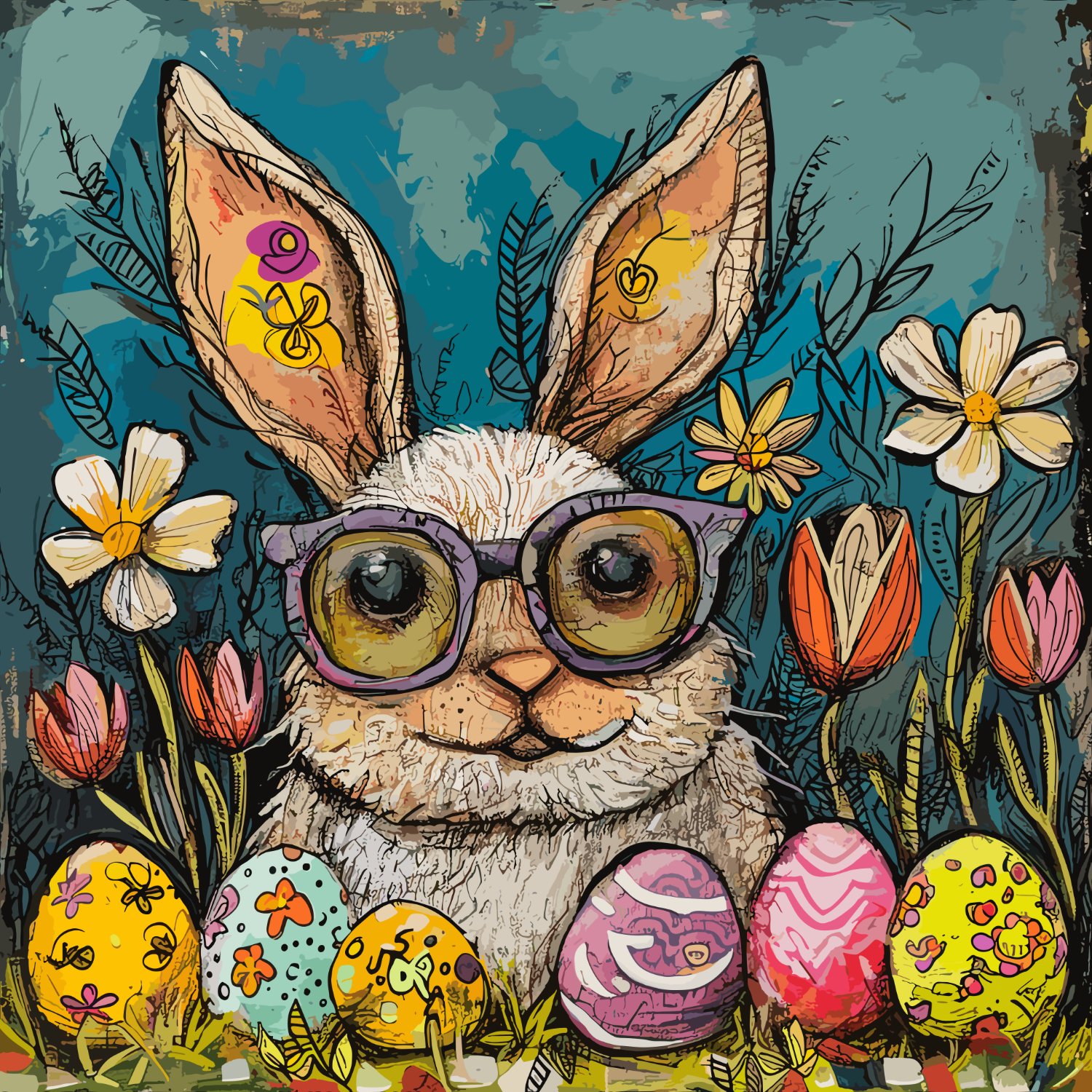 Solve Cute Easter Bunny jigsaw puzzle online with 100 pieces