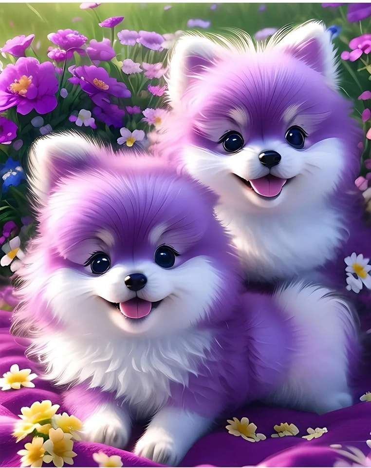 Solve Purple White Puppies from Animal Lovers FB jigsaw puzzle online ...