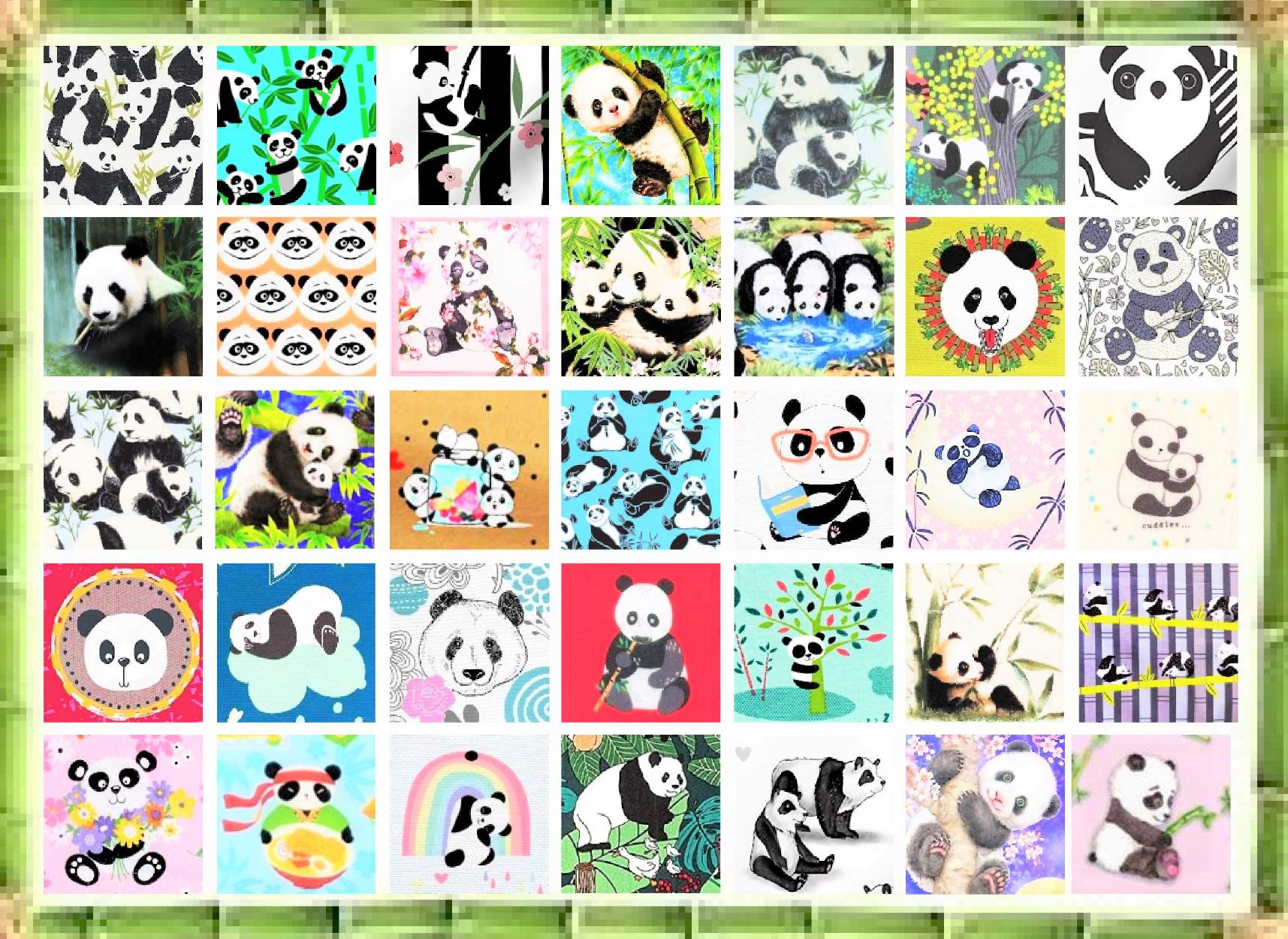 Solve .PATCHWORK PANDAS 7 jigsaw puzzle online with 140 pieces