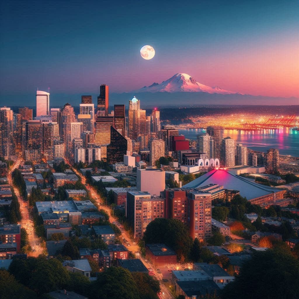 Solve Seattle Skyline jigsaw puzzle online with 49 pieces