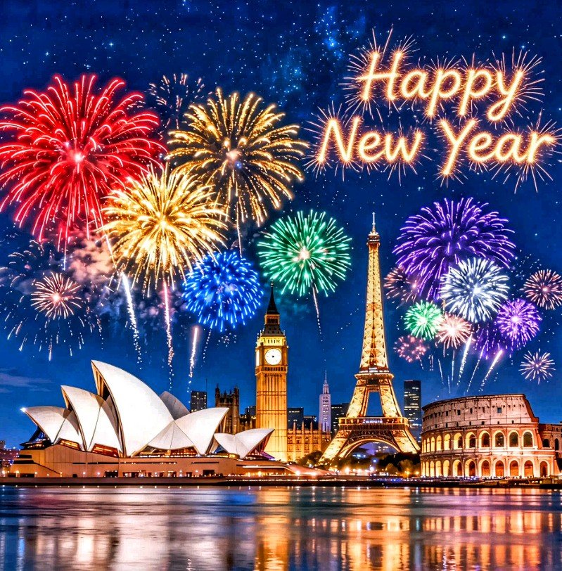 Solve The whole world celebrates the New Year! jigsaw puzzle online ...