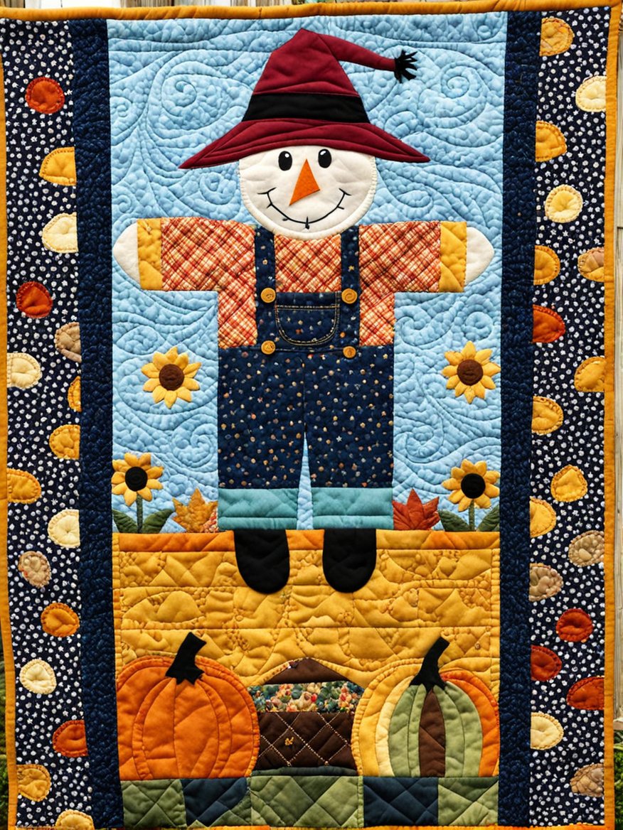 Solve Quilted Scarecrow jigsaw puzzle online with 88 pieces
