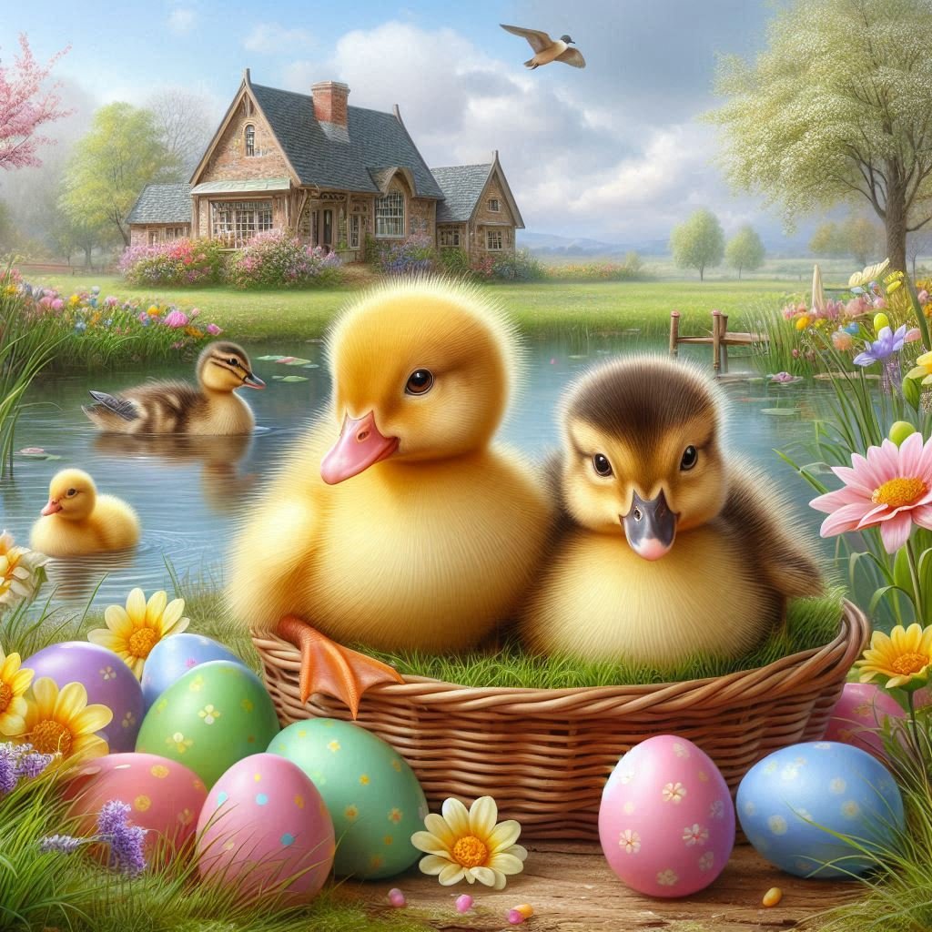 Solve Baby Ducks jigsaw puzzle online with 49 pieces