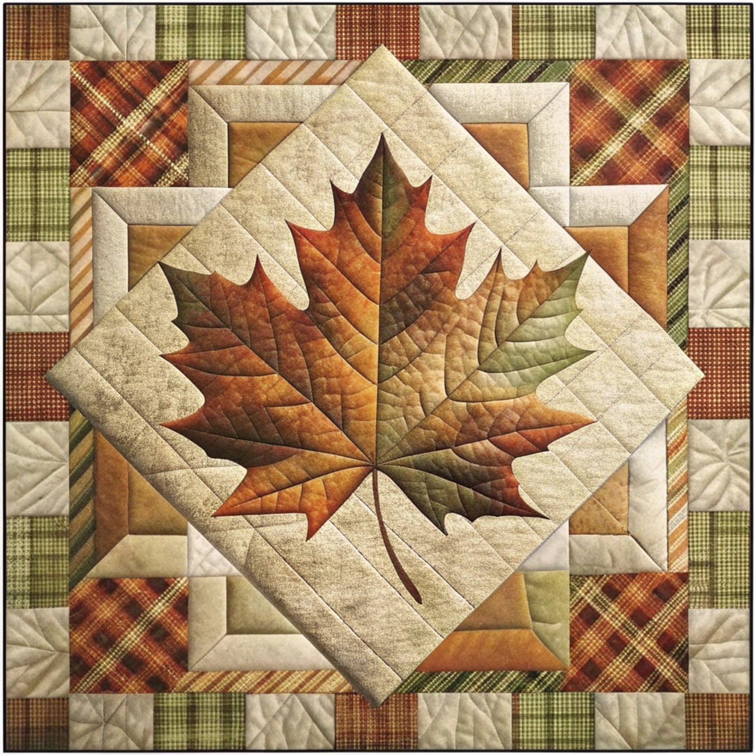 Solve Autumn Patchwork Quilt Block jigsaw puzzle online with 100 pieces