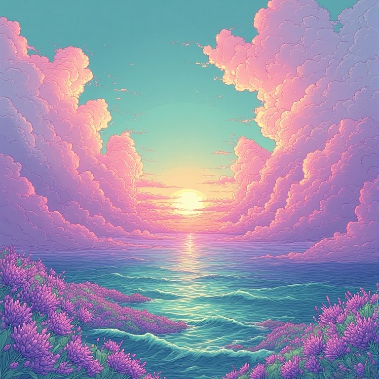 Solve Lavender ocean sunset jigsaw puzzle online with 144 pieces