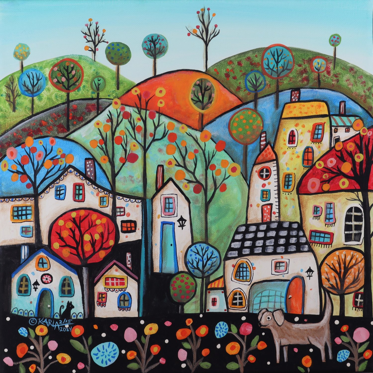 Solve HOMES AND HILLS jigsaw puzzle online with 256 pieces