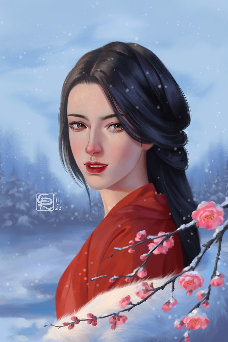 Jigsaw Puzzle | 280 pieces | Cherry Blossom in Snow | Jigidi