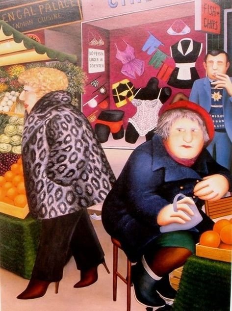 Solve Street In Soho- Beryl Cook jigsaw puzzle online with 48 pieces