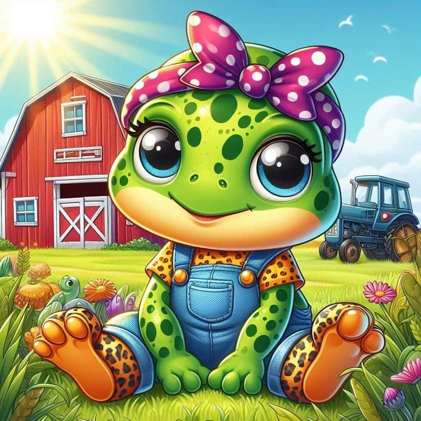 Solve Farm Holiday for Miss Frog jigsaw puzzle online with 81 pieces