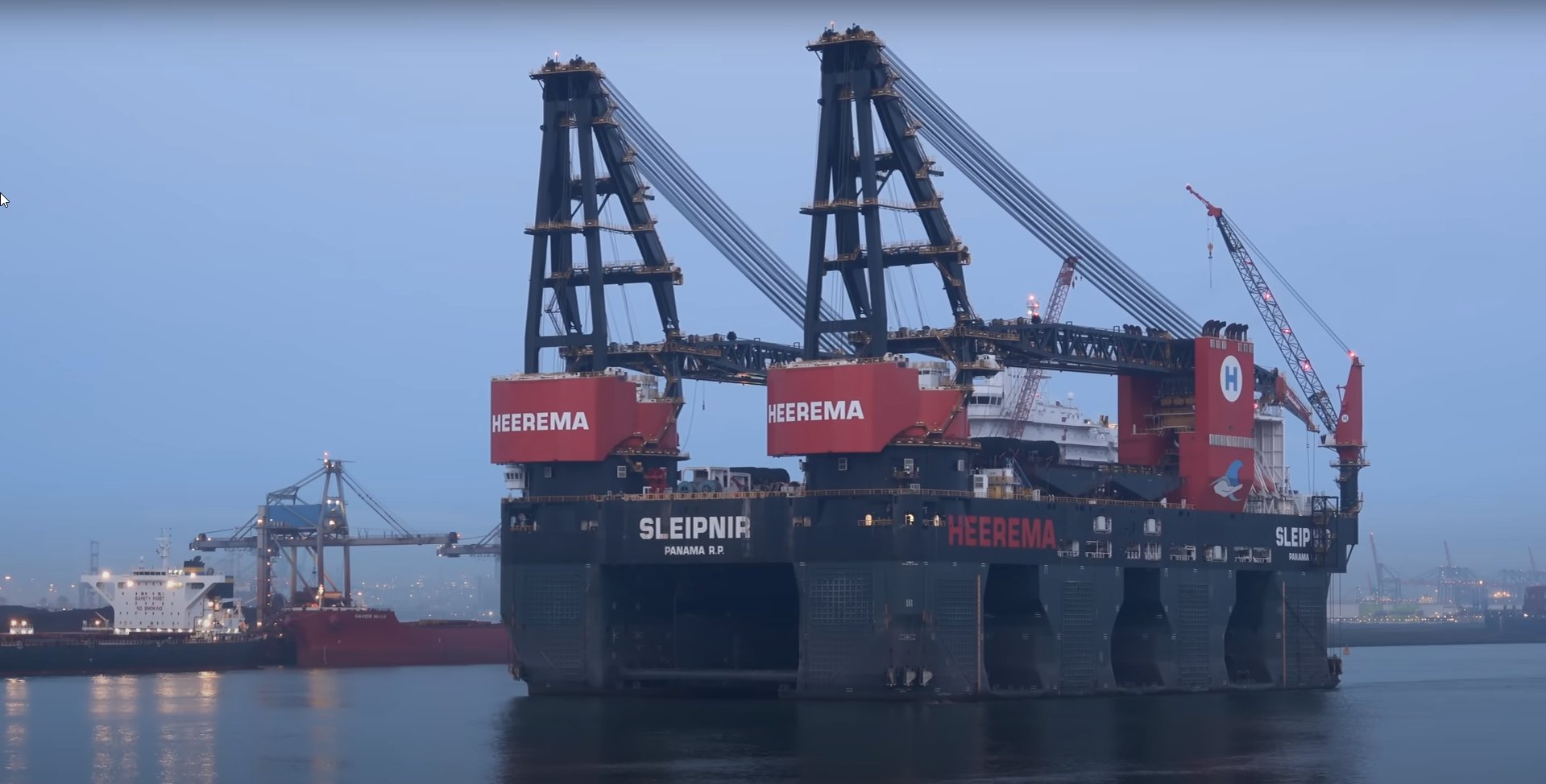 Solve Semi-Submersible Crane Ship Sleipnir arriving Port of Rotterdam ...