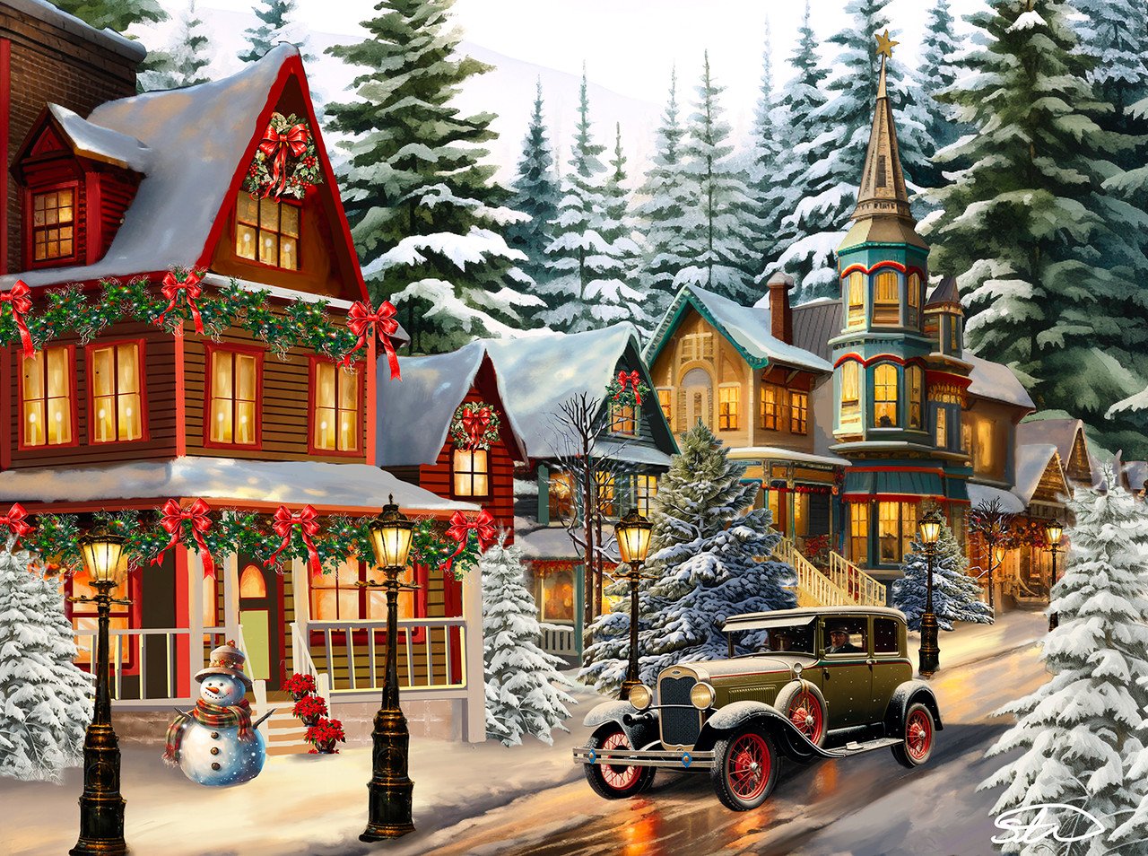 Solve Christmas about Town (X-Large) jigsaw puzzle online with 300 pieces