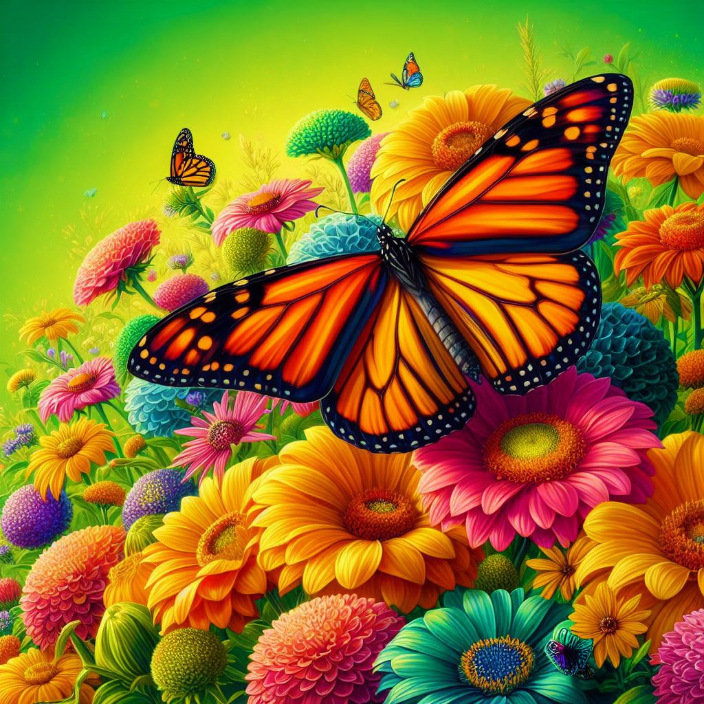 Solve butterflies enjoying the flowers jigsaw puzzle online with 64 pieces