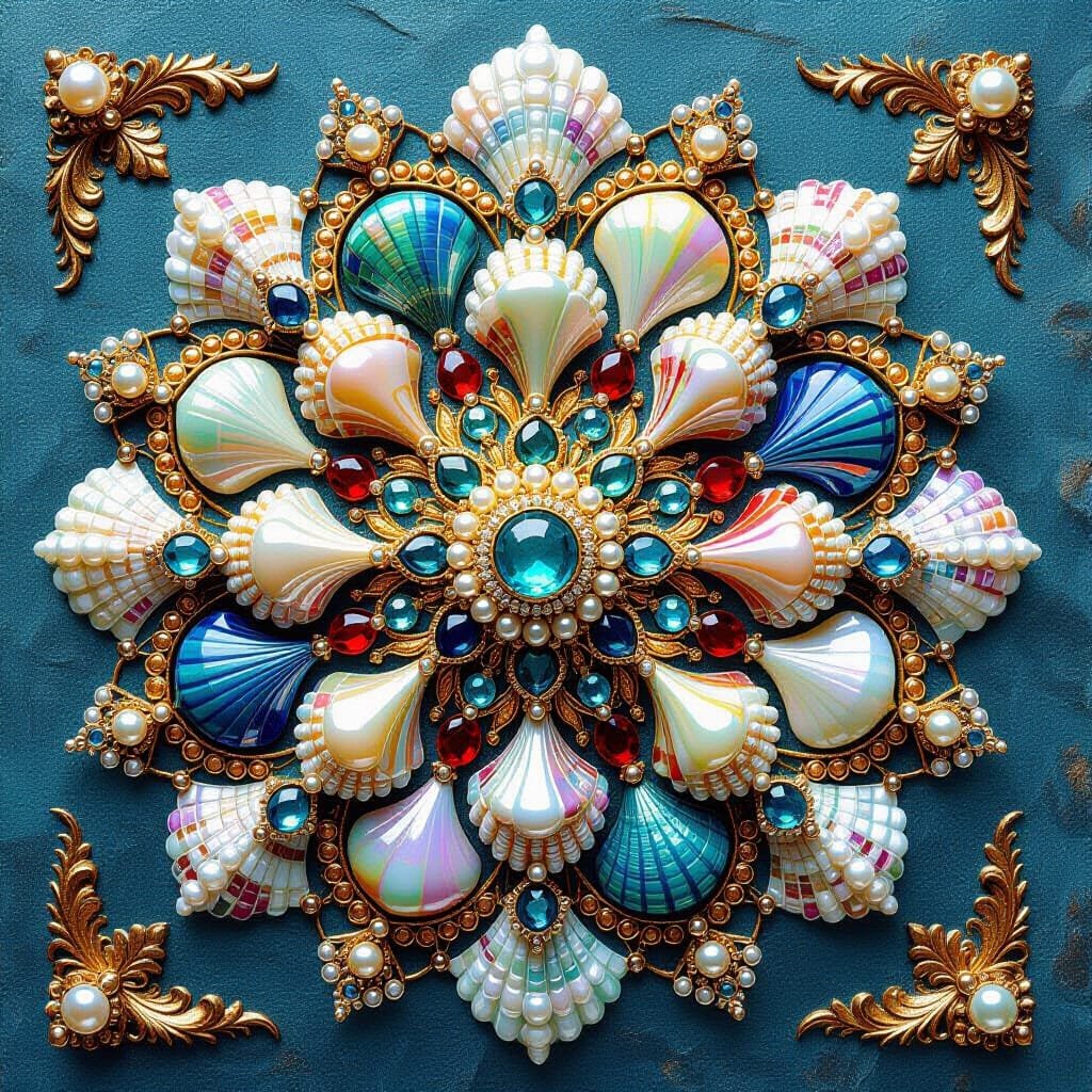 Solve Jeweled Shell Mandala (1) jigsaw puzzle online with 81 pieces