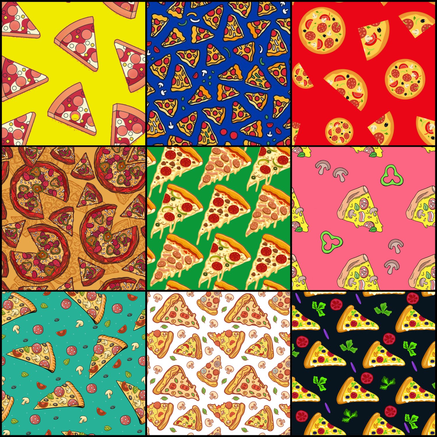 Solve Pizza patterns 3 jigsaw puzzle online with 81 pieces