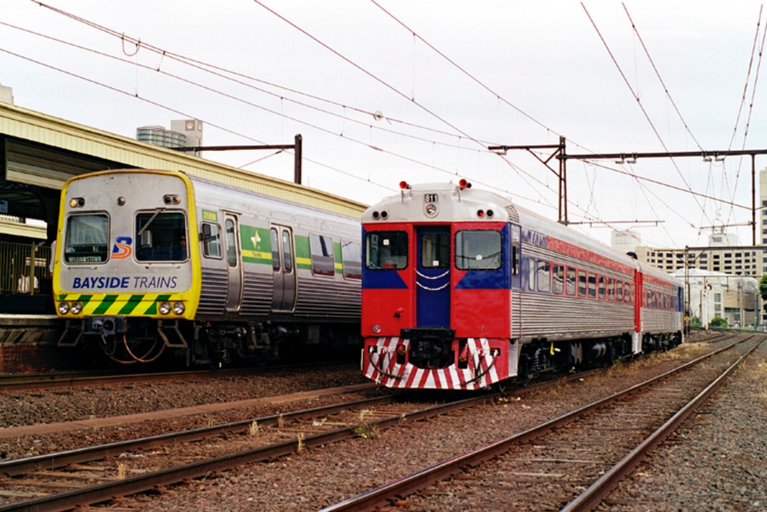 Solve Bayside Trains Comeng and V/Line Bluebird Railcars at Spencer St ...