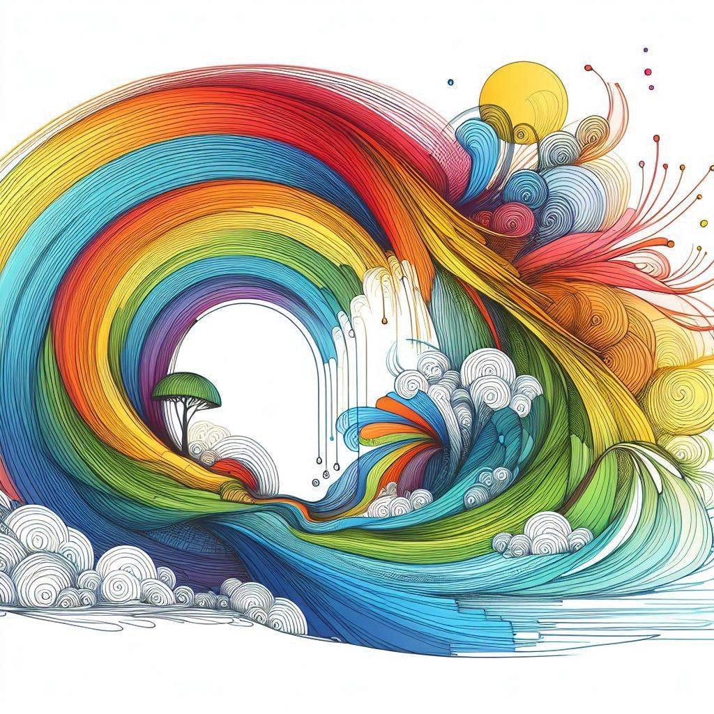 Solve Rainbow Wave (resizable 9 to 306 pieces) jigsaw puzzle online ...