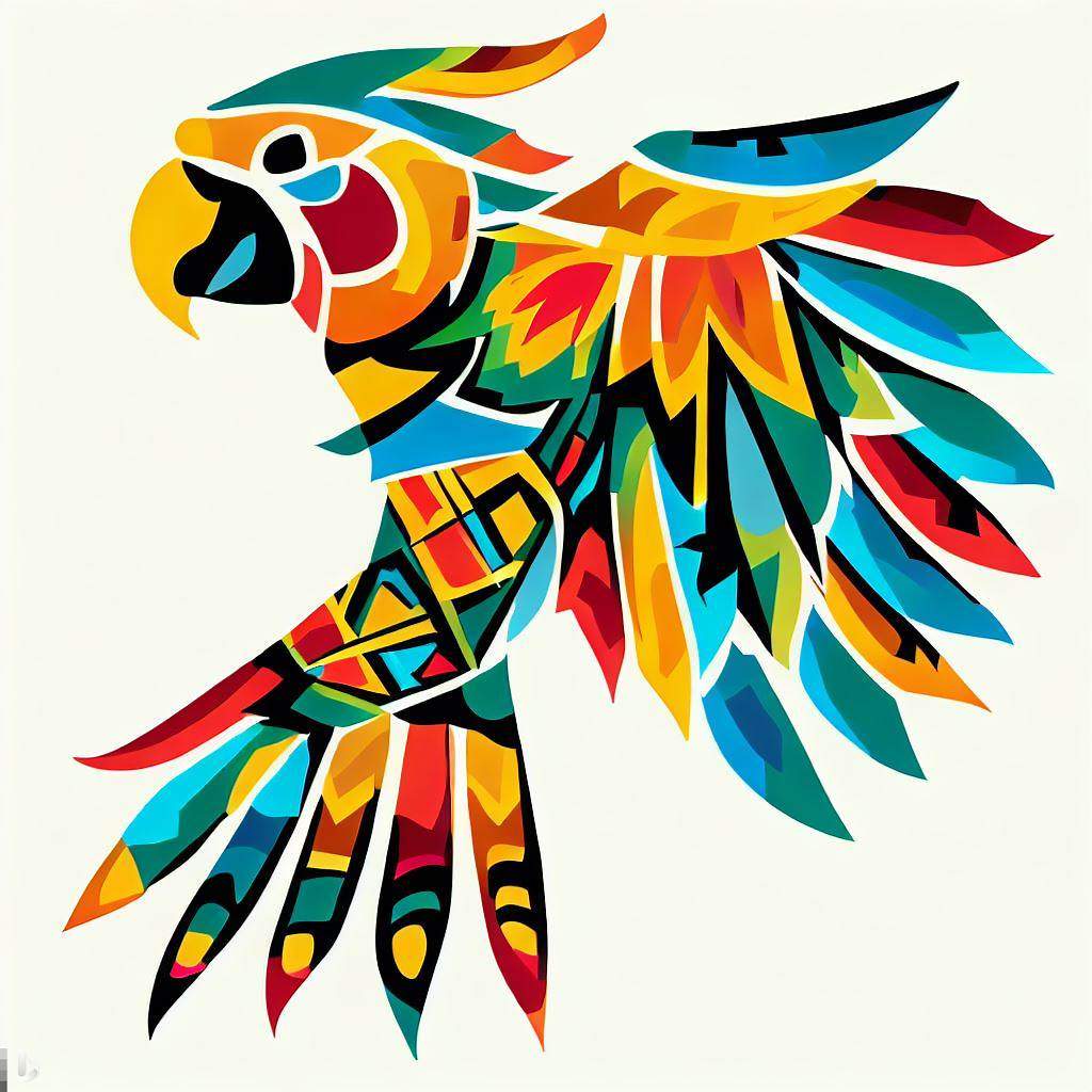 Solve Tribal Macaw jigsaw puzzle online with 121 pieces