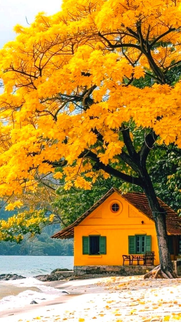 Solve Orange Beach House By the Water, Under an Orange Fall Color ...