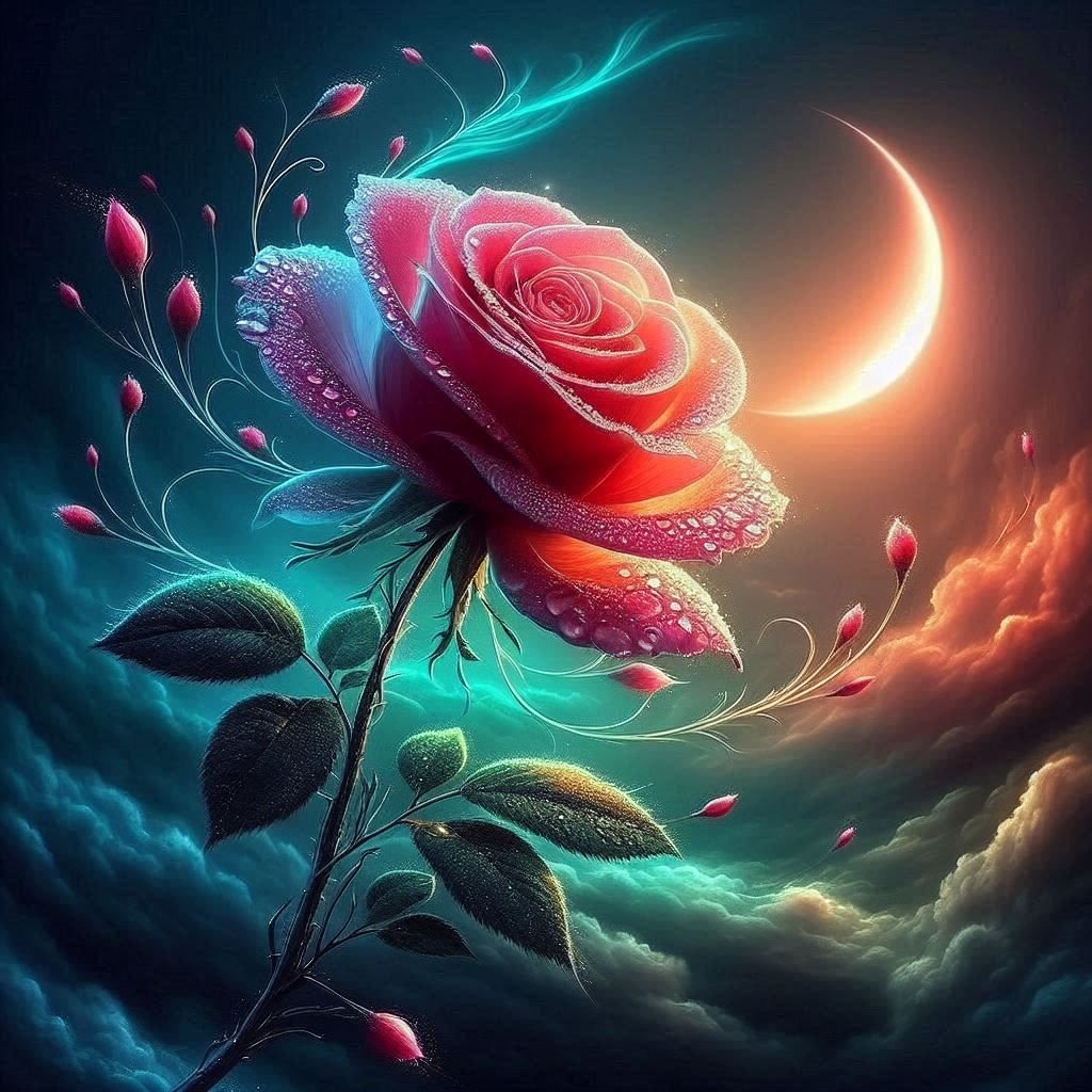 Solve mystical rose (resize 9 to 306) jigsaw puzzle online with 49 pieces