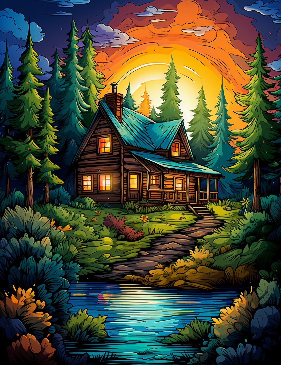 Solve Cabin in the Woods jigsaw puzzle online with 99 pieces