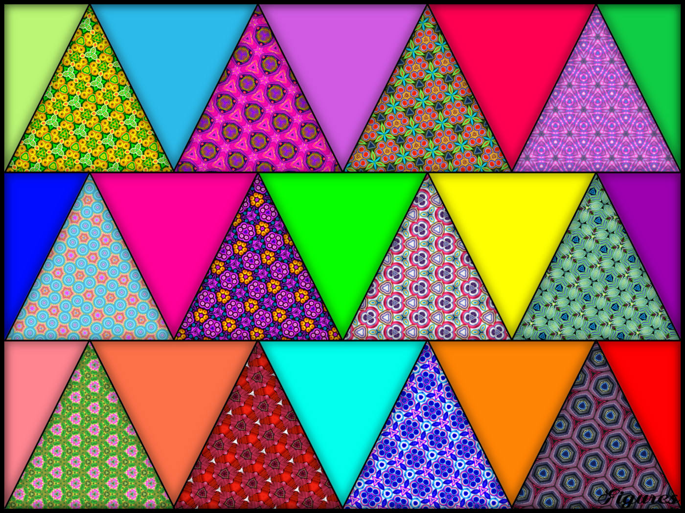 Solve Pattern And Solid Triangles jigsaw puzzle online with 154 pieces