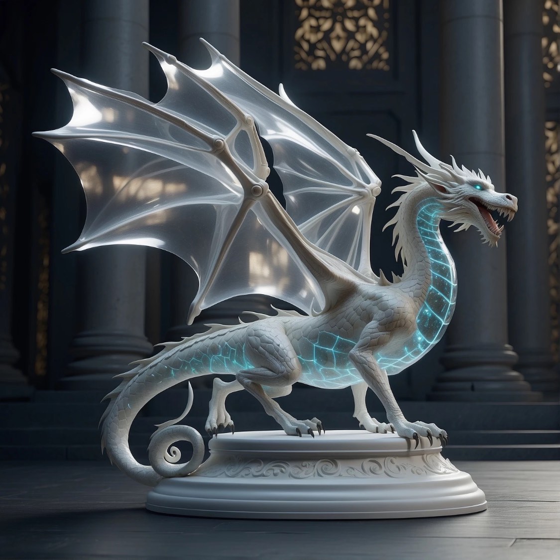 Solve A Beautiful White Crystal Dragon Statue jigsaw puzzle online with ...