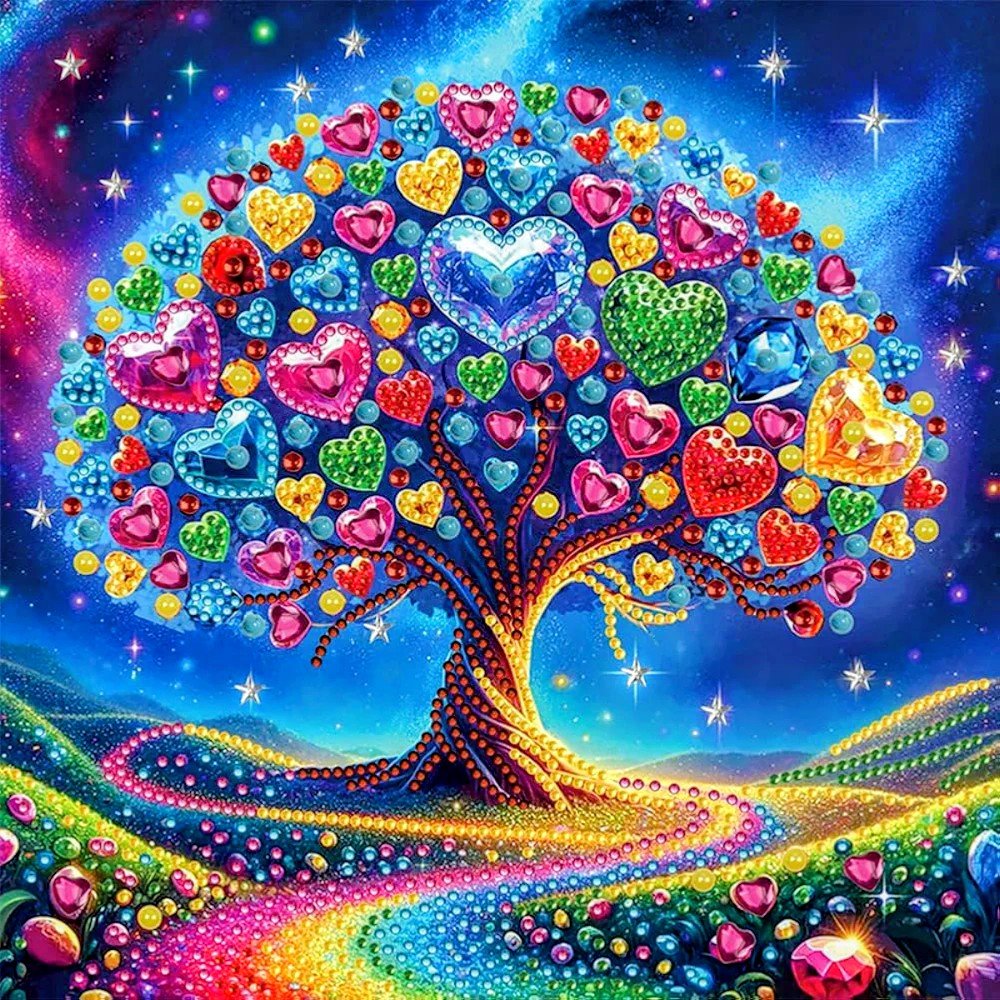 Solve Pretty colorful heart tree... jigsaw puzzle online with 100 pieces