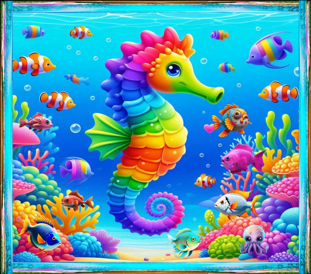 Solve AI Rainbow Seahorse - resize to 399 jigsaw puzzle online with 20 ...