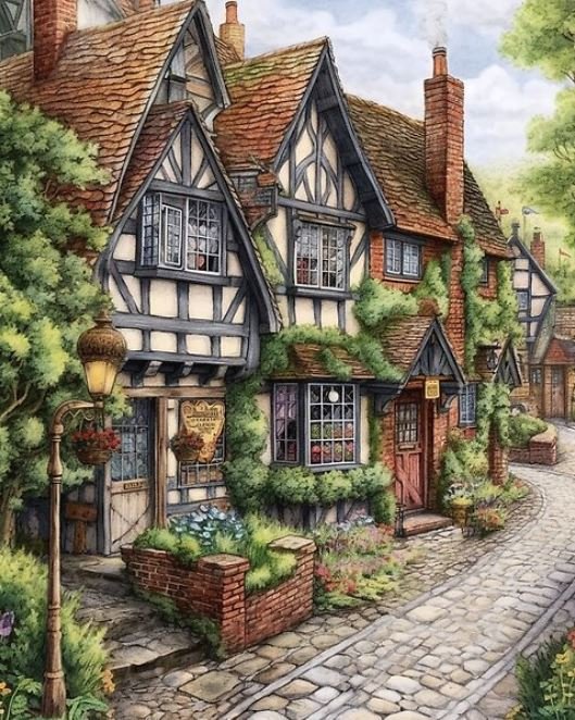 Solve English Countryside Street jigsaw puzzle online with 99 pieces