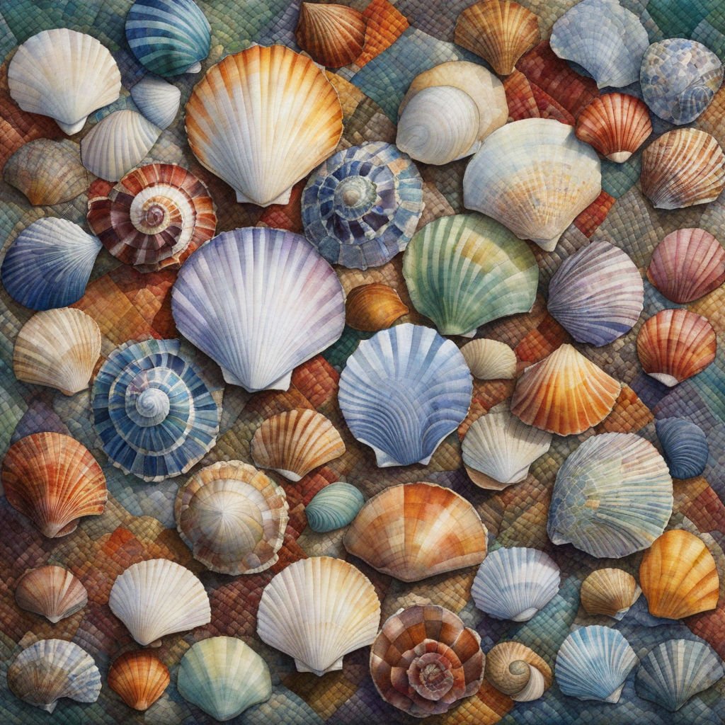 Solve Seashells on a blanket jigsaw puzzle online with 64 pieces