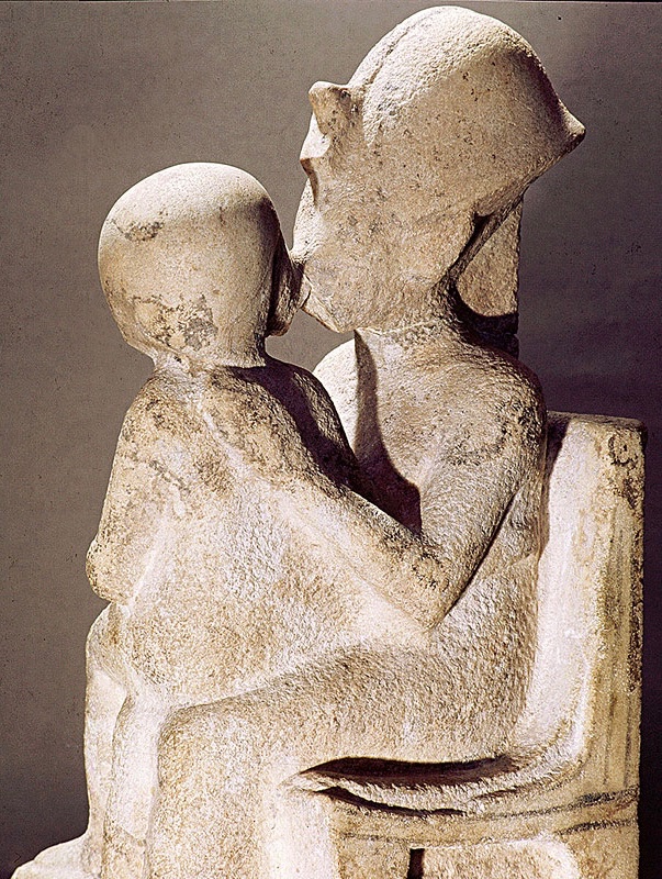 Solve The unfinished sculpture of Akhenaten Kissing his Daughter, ca. 1353-1336 BC jigsaw puzzle ...
