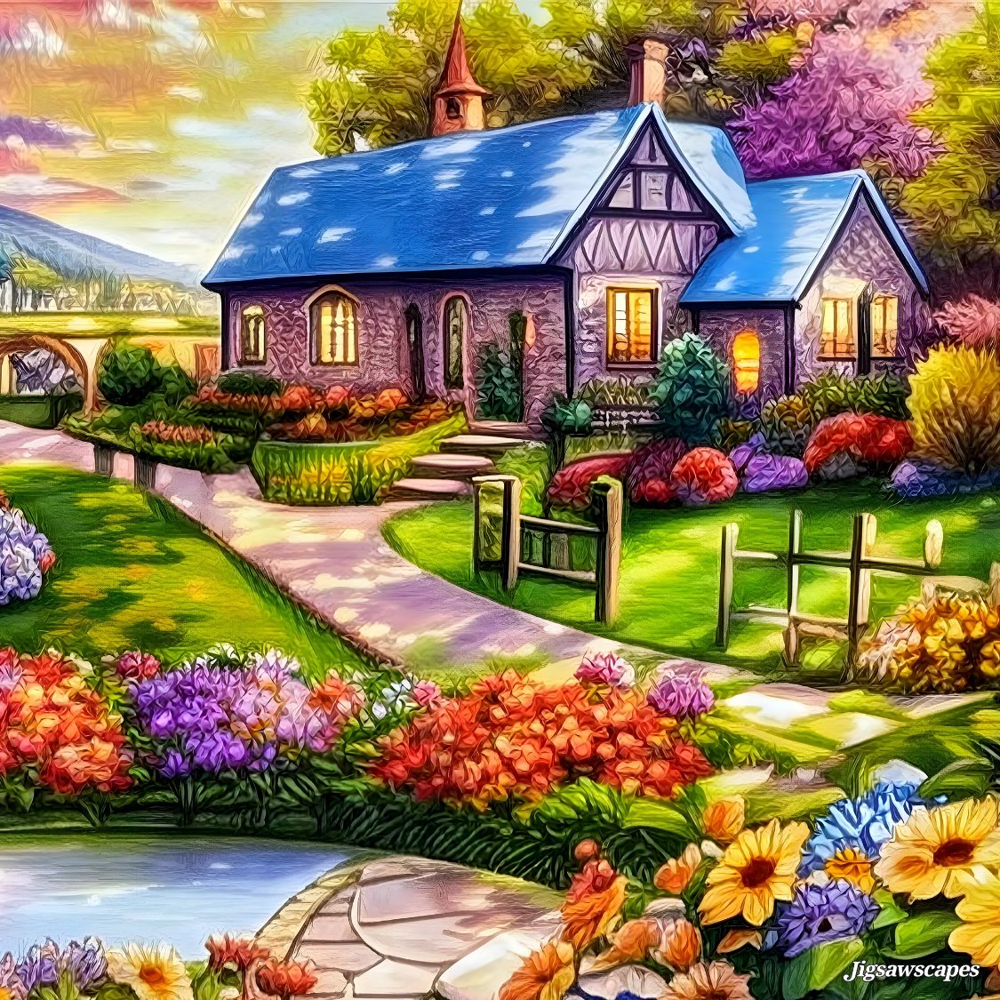 Solve Delightful setting . . . . . jigsaw puzzle online with 9 pieces
