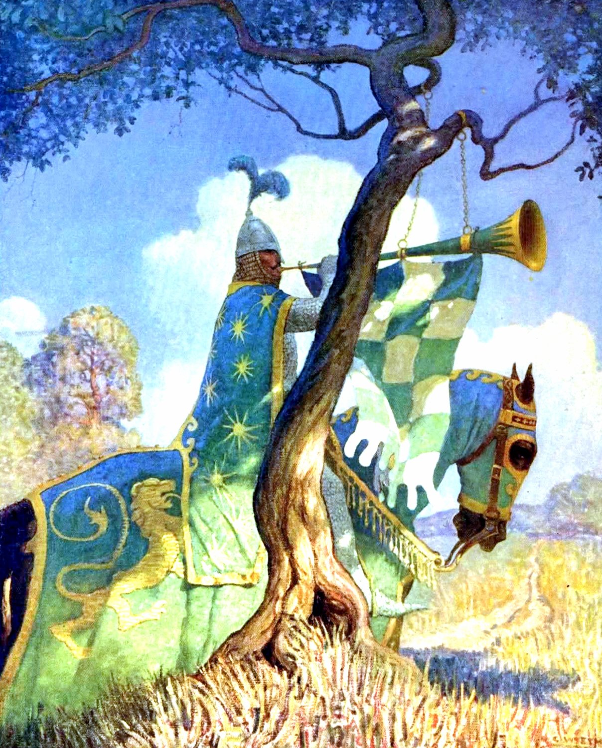 Solve The Green Knight Preparing to Battle Sir Beaumains jigsaw puzzle ...