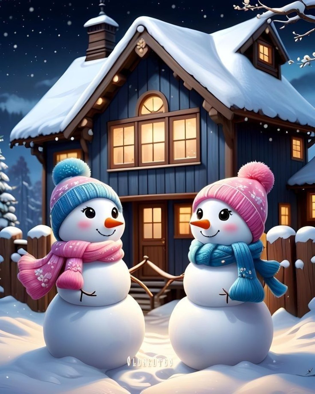 Solve Cute Snow Ladies jigsaw puzzle online with 80 pieces