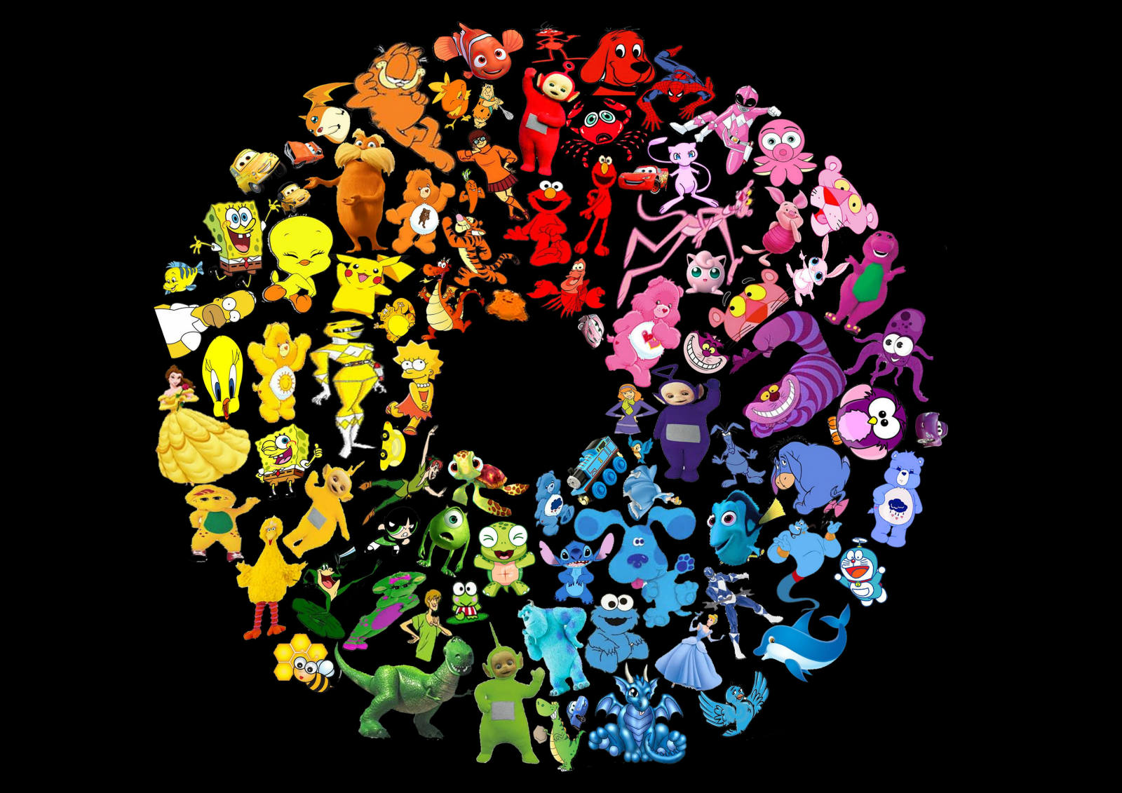 Solve color-wheel of characters jigsaw puzzle online with 450 pieces