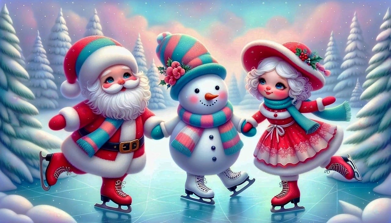 Solve Santa Ice Skating, resize 15 to 252 pieces jigsaw puzzle online ...