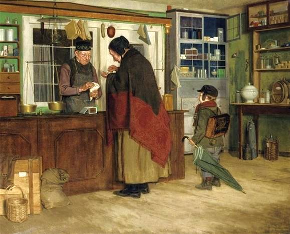 Solve At the grocer jigsaw puzzle online with 63 pieces