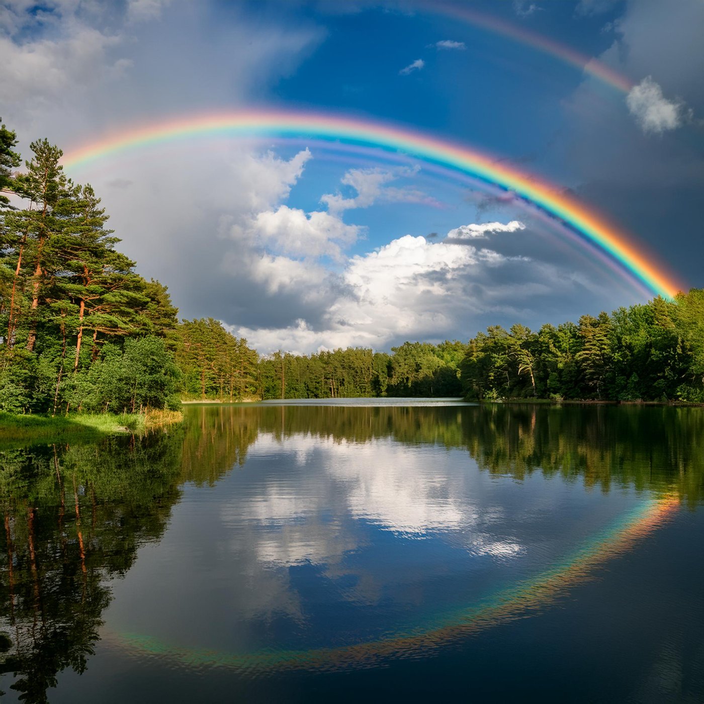 Solve Rainbow Reflection jigsaw puzzle online with 49 pieces