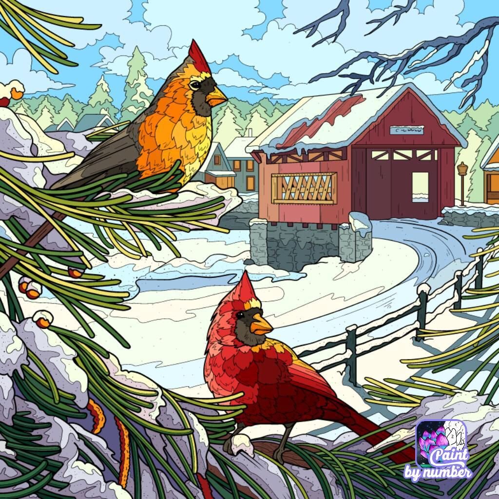 Solve PUZZLE - Cardinals By Covered Bridge jigsaw puzzle online with ...