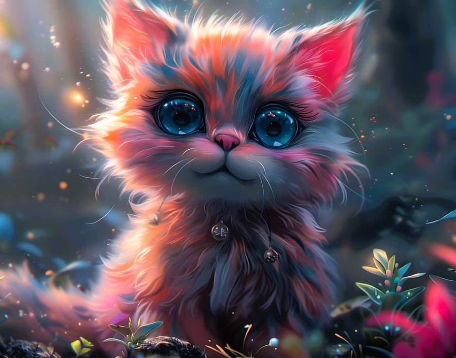 Solve Pretty Kitty with Big Eyes... jigsaw puzzle online with 20 pieces