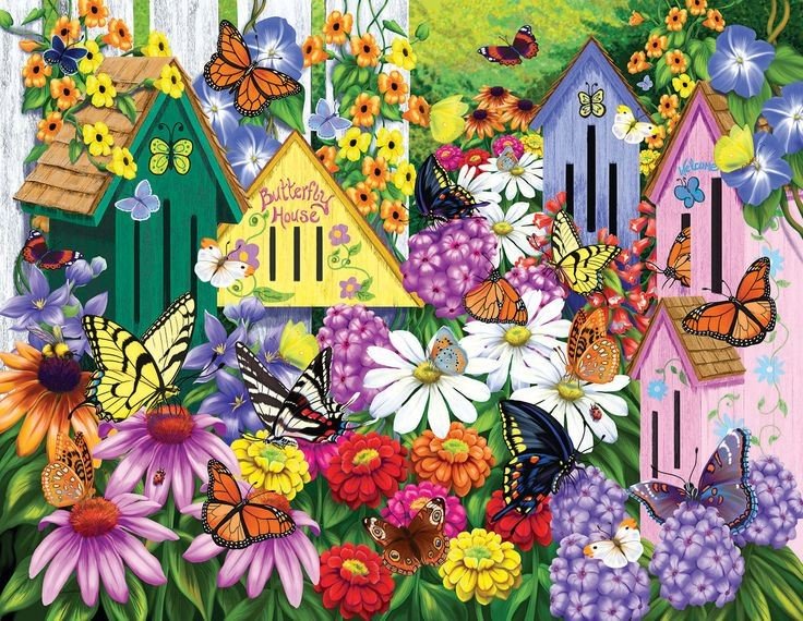 Solve Butterflies on Vacation jigsaw puzzle online with 63 pieces