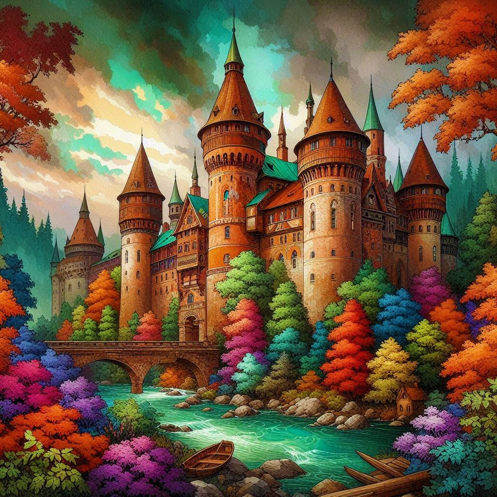 Solve beautiful medieval castle jigsaw puzzle online with 64 pieces